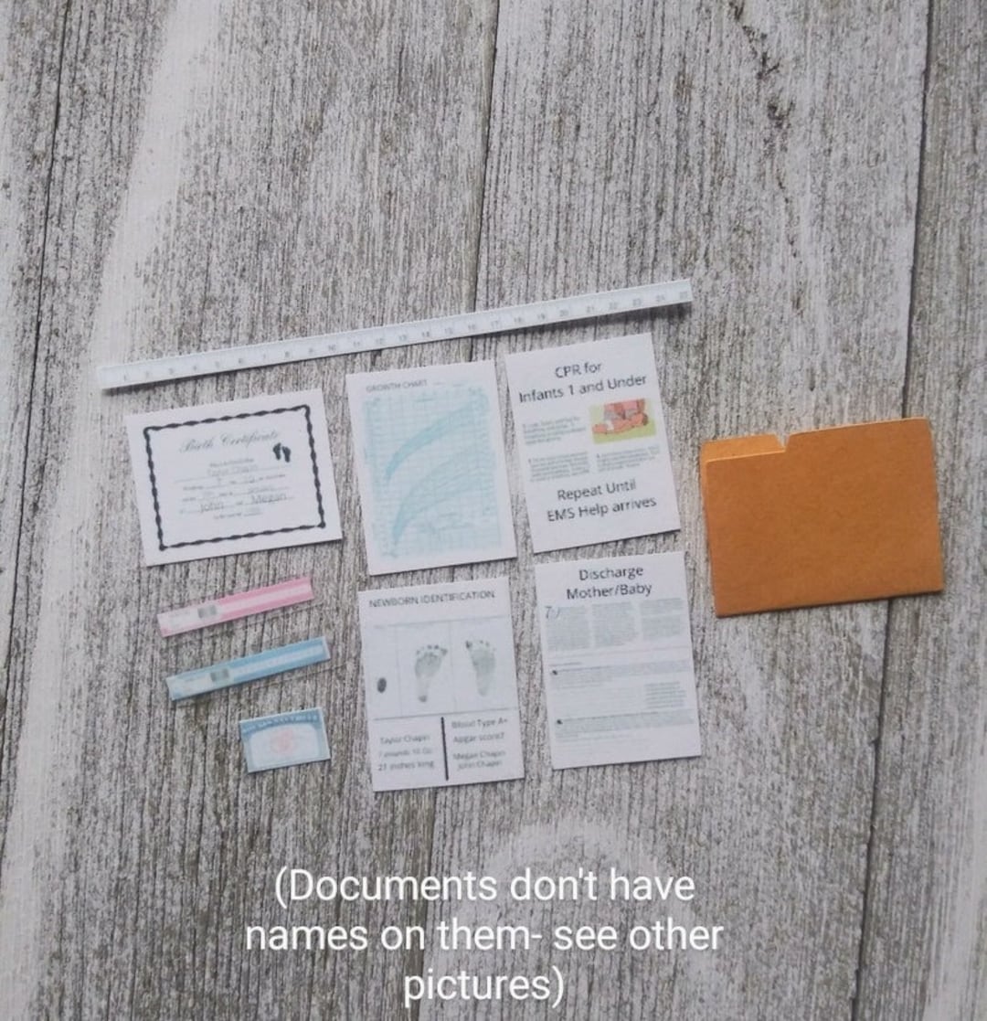 1/12 Scale New Baby Documents, Papers for Newborn, Dollhouse Birth ...