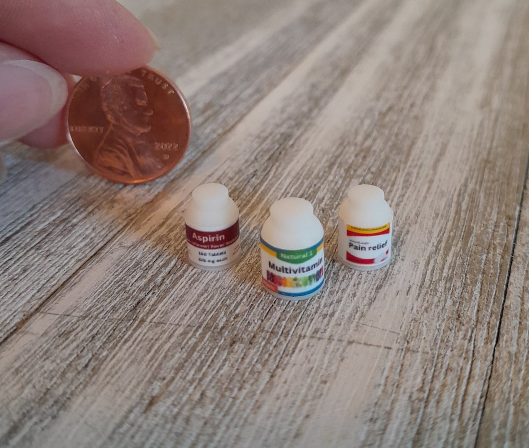 1/12 Scale Mini Multivitamins, Aspirin, Pain Relief Medicine Pills ...