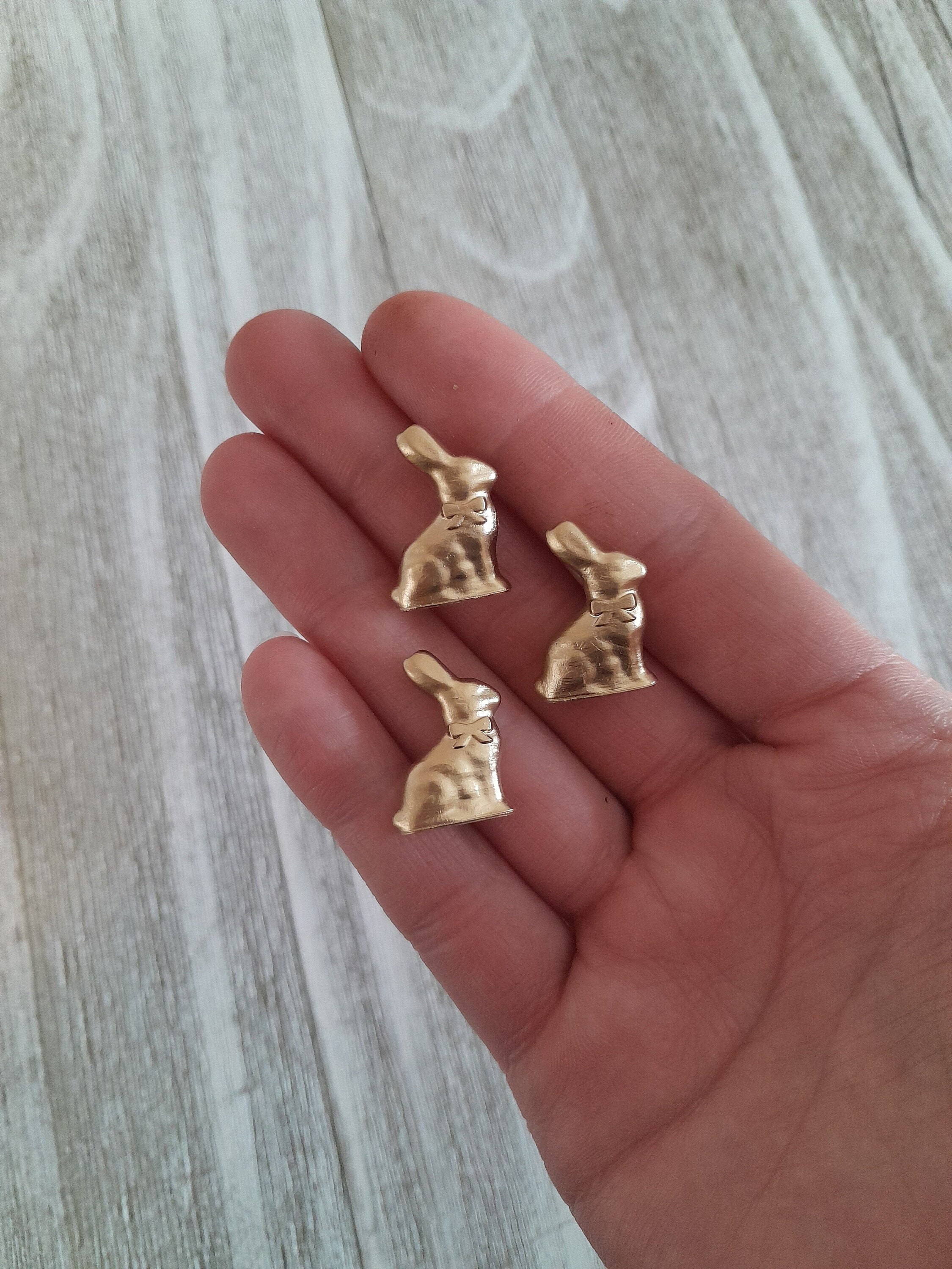 1/12 Scale 3 Pcs Mini Gold Chocolate Bunnies for Dollhouse, Mini Easter ...