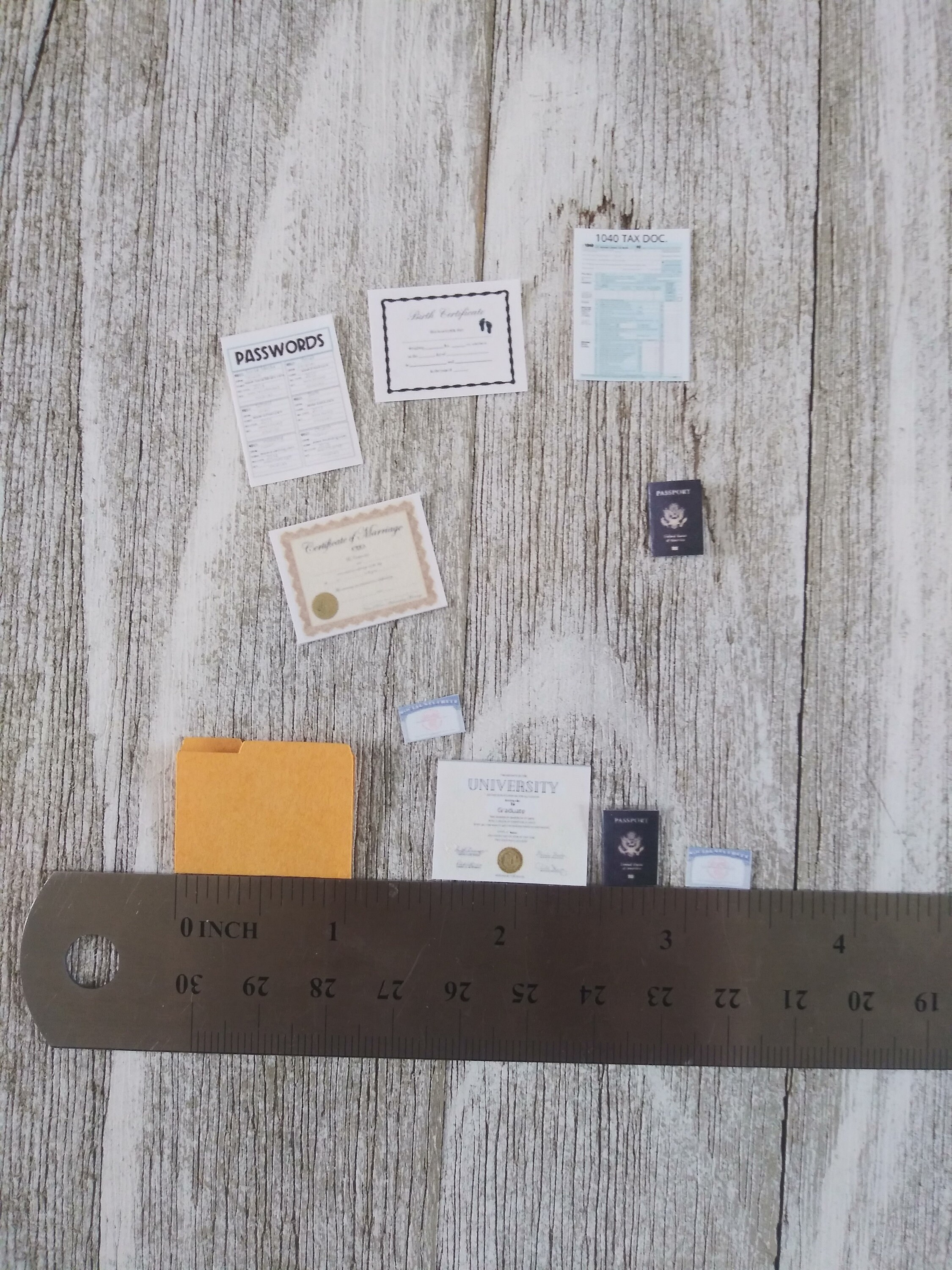 1/12 Scale Mini Manila Folder and Personal Documents for Mini Dollhouse ...