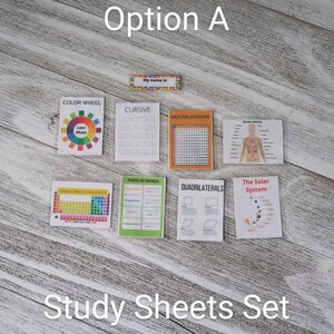 1/12 Scale Laminated Set of Mini Dollhouse Study Sheets for Miniature ...