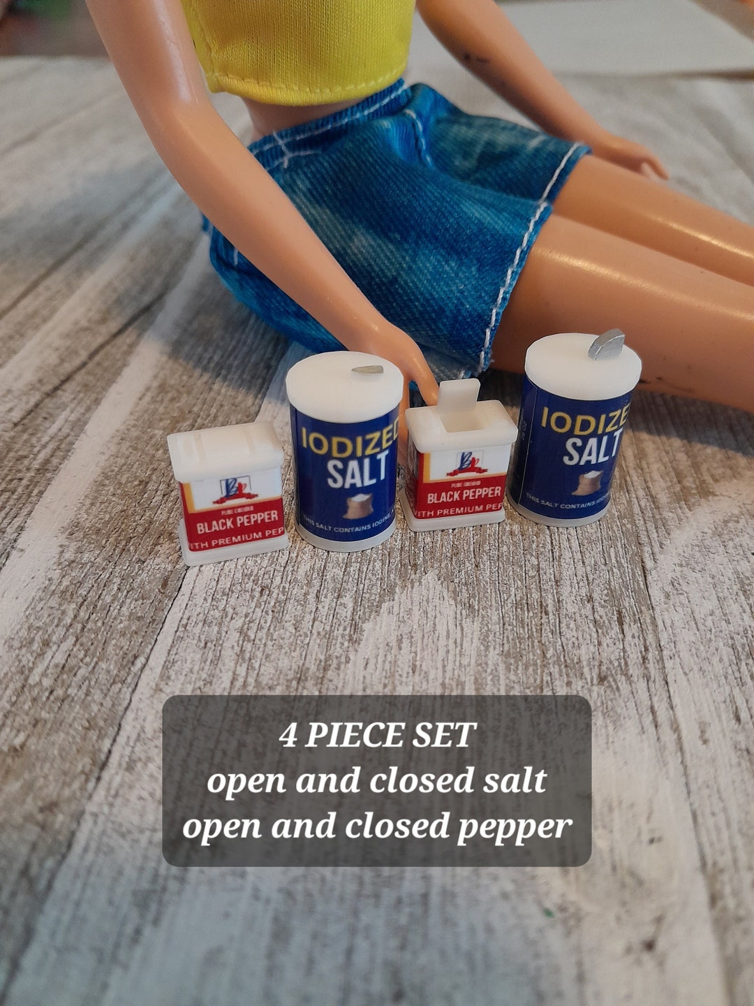 1/6 Scale Set of Mini Salt and Pepper Containers for Miniature ...
