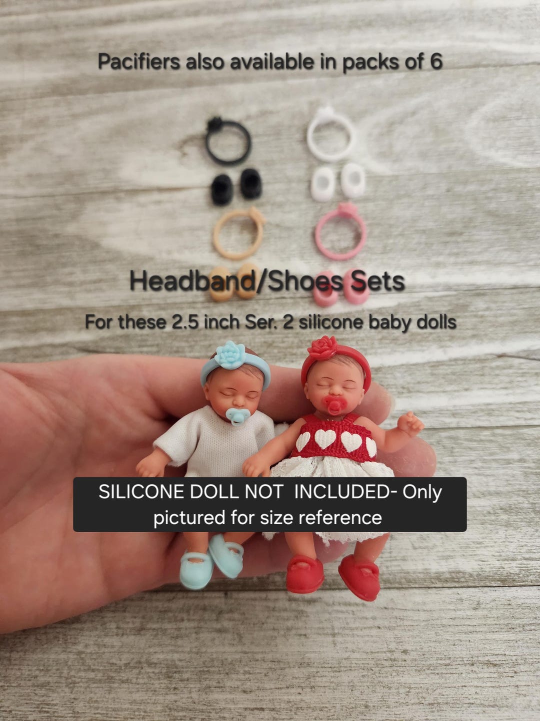 Shoe/headband Sets for 2.5 Inch Silicone Doll, Miniature Shoes and ...