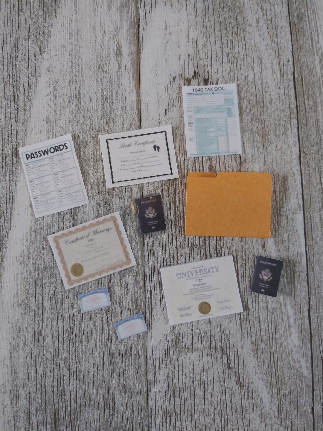 1/12 Scale Mini Manila Folder and Personal Documents for Mini Dollhouse ...