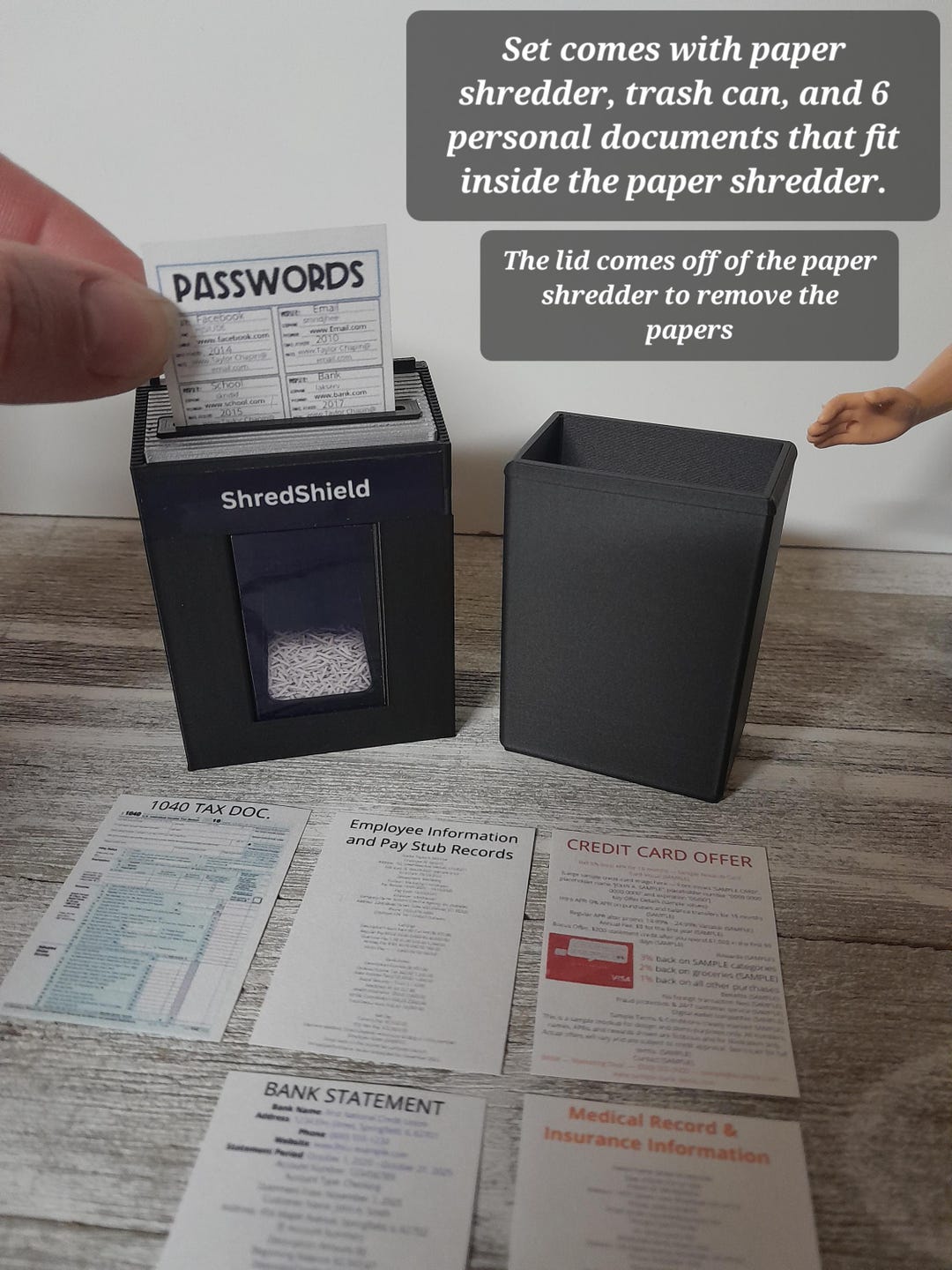 1/6 Scale Mini Paper Shredder Set for a Mini Dollhouse Office, Desk ...