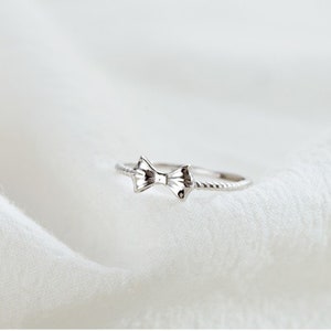 18K Gold Vermeil Bowknot Ring, Dainty Bow Tie Ring, Bow Ring, Butterfly Knot Ring, Adjustable ...