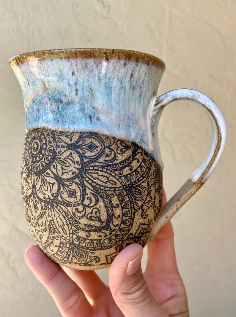 Mandala Pottery Mug - Etsy
