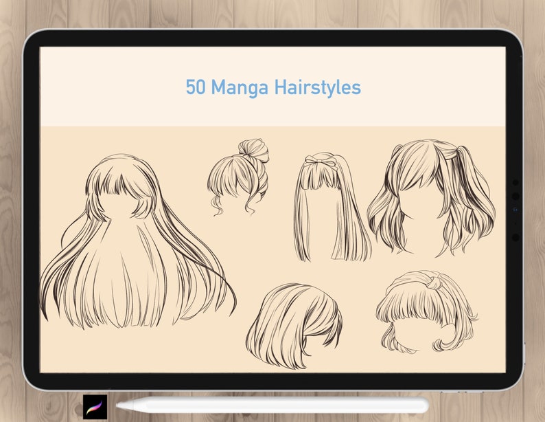 52 Procreate Manga Hairstyles Stamps. Anime Boys and Girls - Etsy