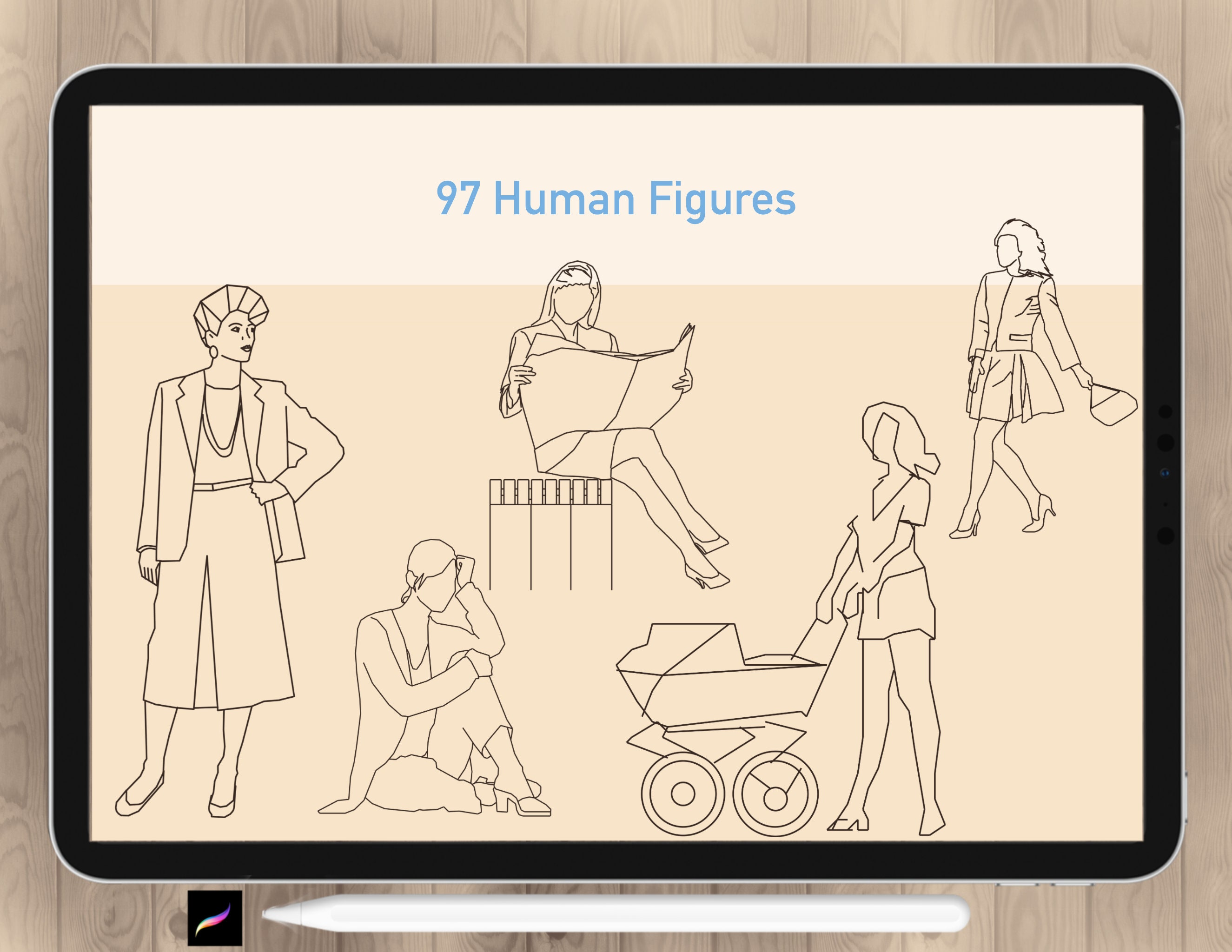 97 Procreate Human Figures Stamps Guide. Anime Line Draft Full - Etsy