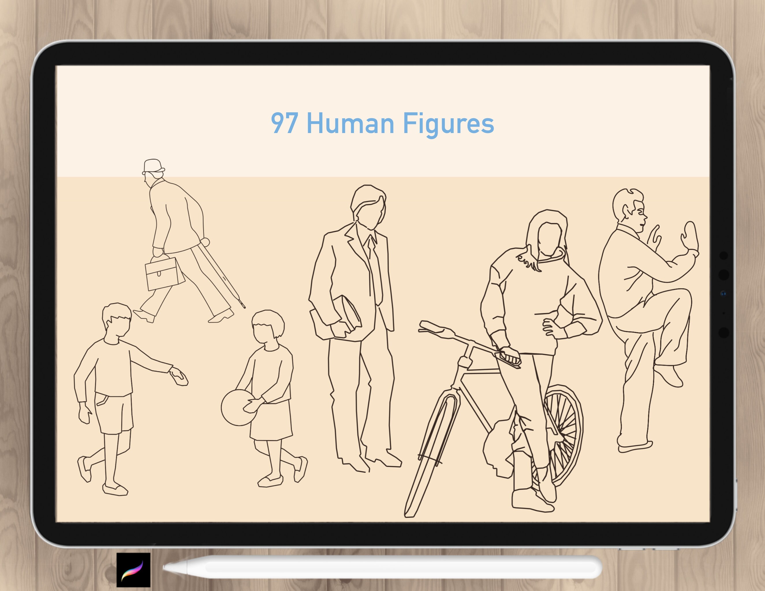 97 Procreate Human Figures Stamps Guide. Anime Line Draft Full - Etsy