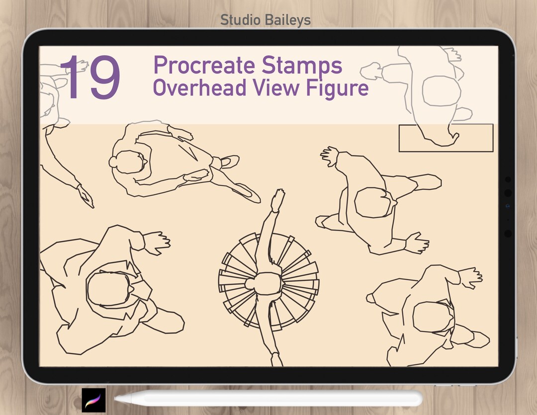 19 Procreate Overhead View Figures Stamp, Procreate Body Poses ...