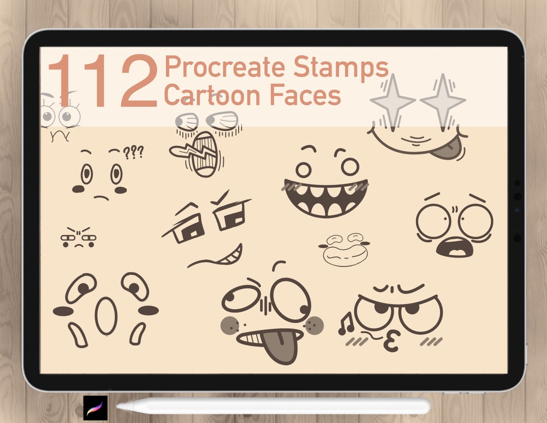 112 Procreate Cartoon Faces Stamps , Manga Faces Set, Comic Drawing ...