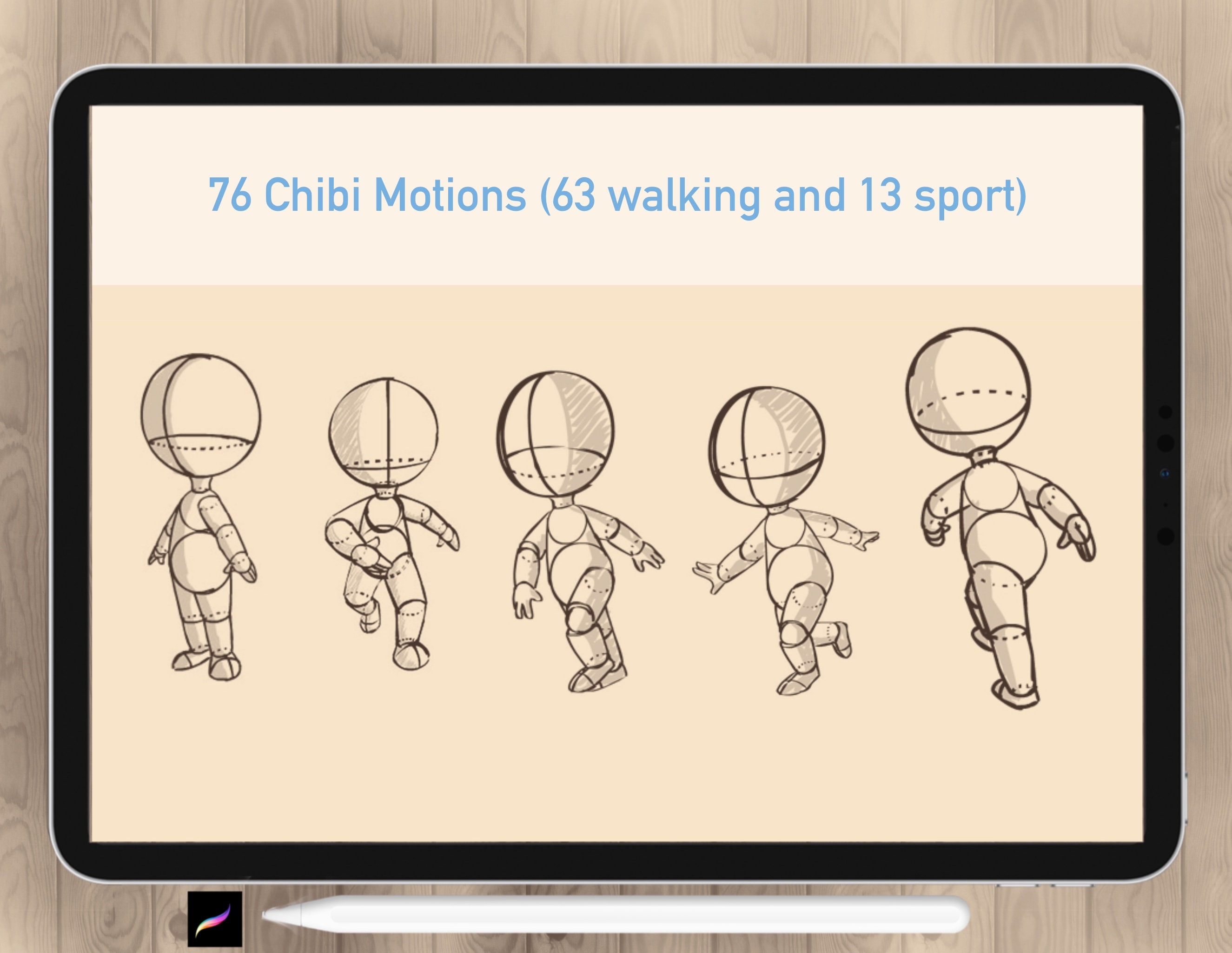 76 Chibi Figures Motion Procreate Chibi Walking and Sport - Etsy