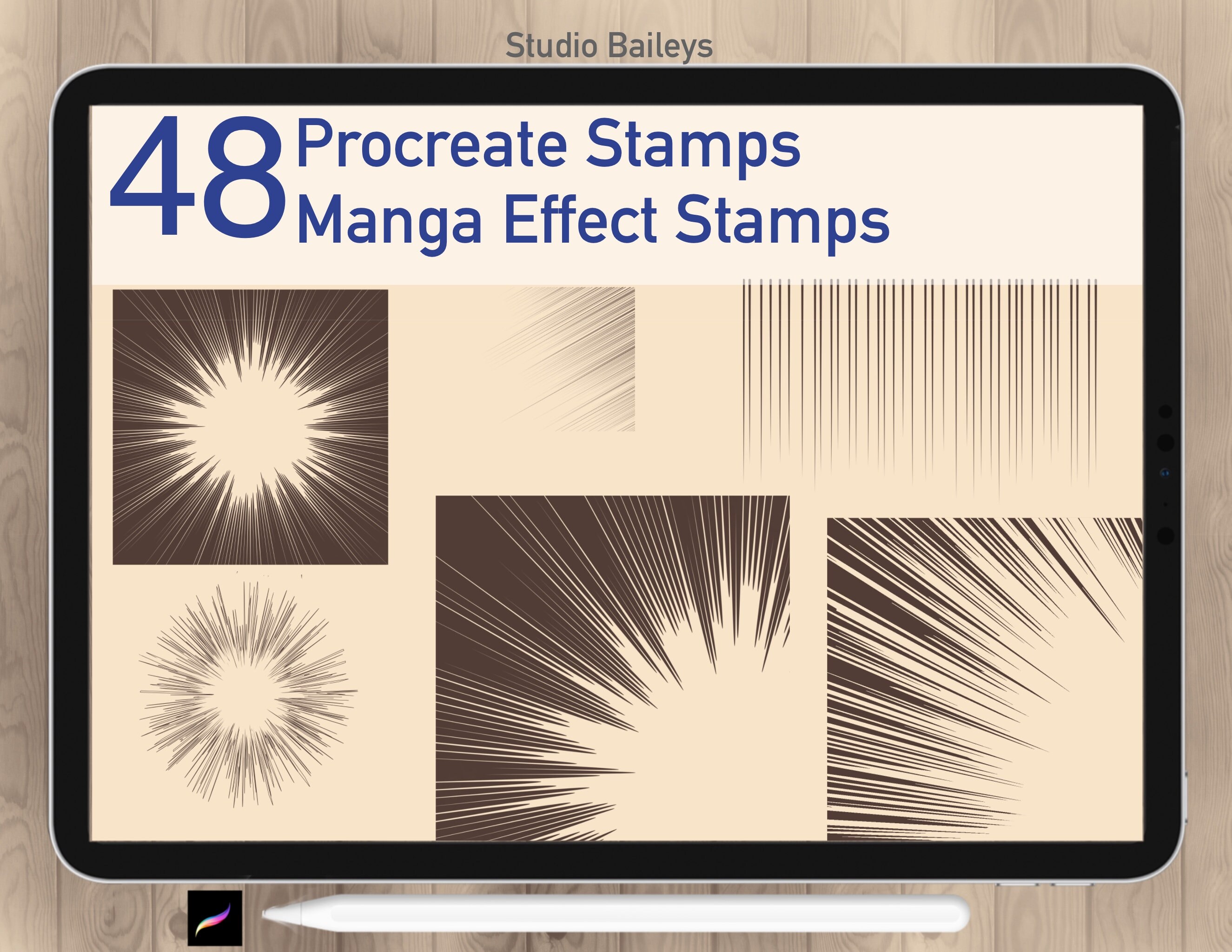 PNG Included Comic Explosions Anime Effect Stamps Procreate Manga 