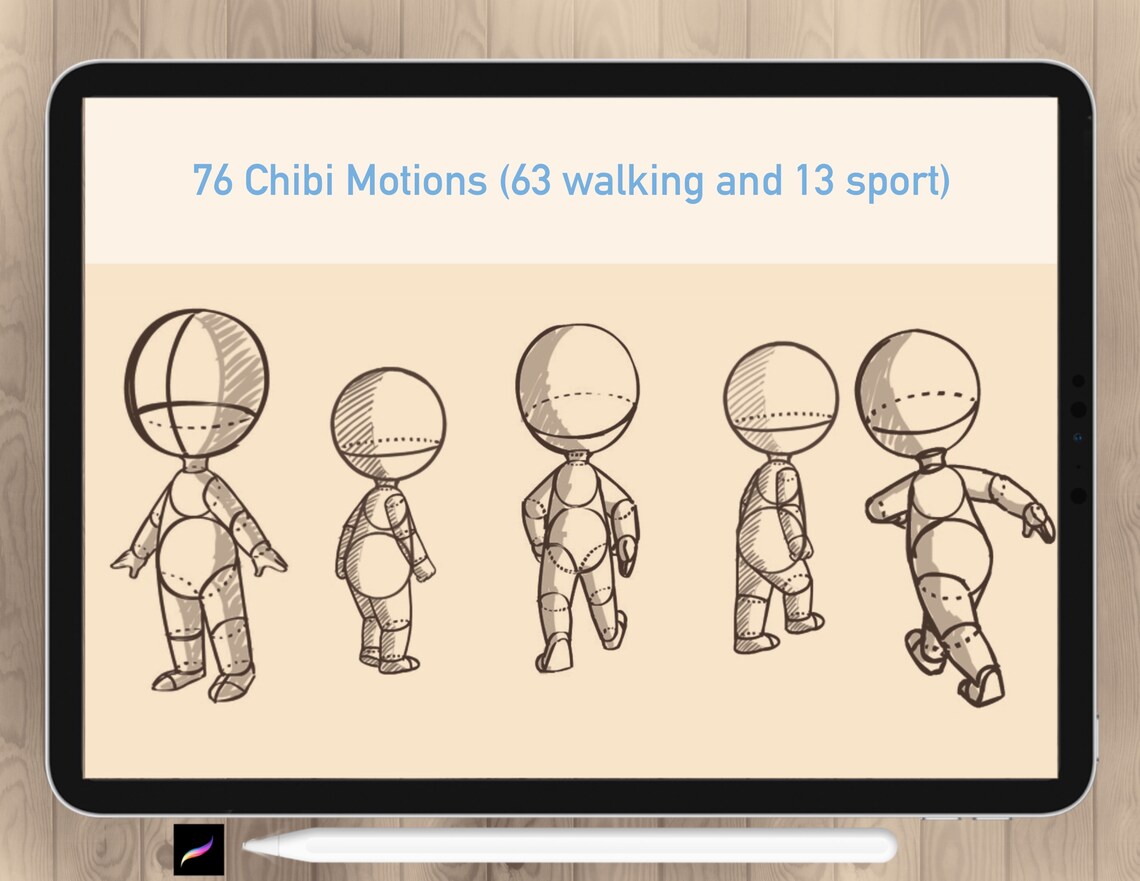 76 Chibi Figures Motion Procreate Chibi Walking and Sport | Etsy