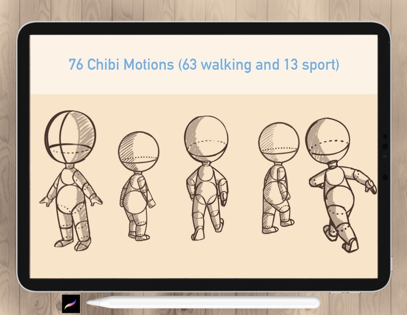 76 Chibi Figures Motion Procreate Chibi Walking and Sport - Etsy
