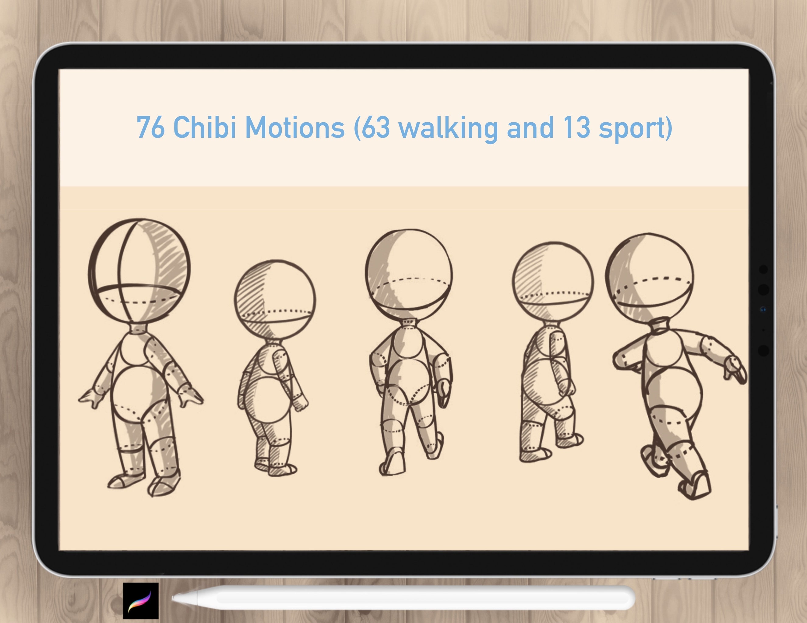 76 Chibi Figures Motion Procreate Chibi Walking and Sport - Etsy