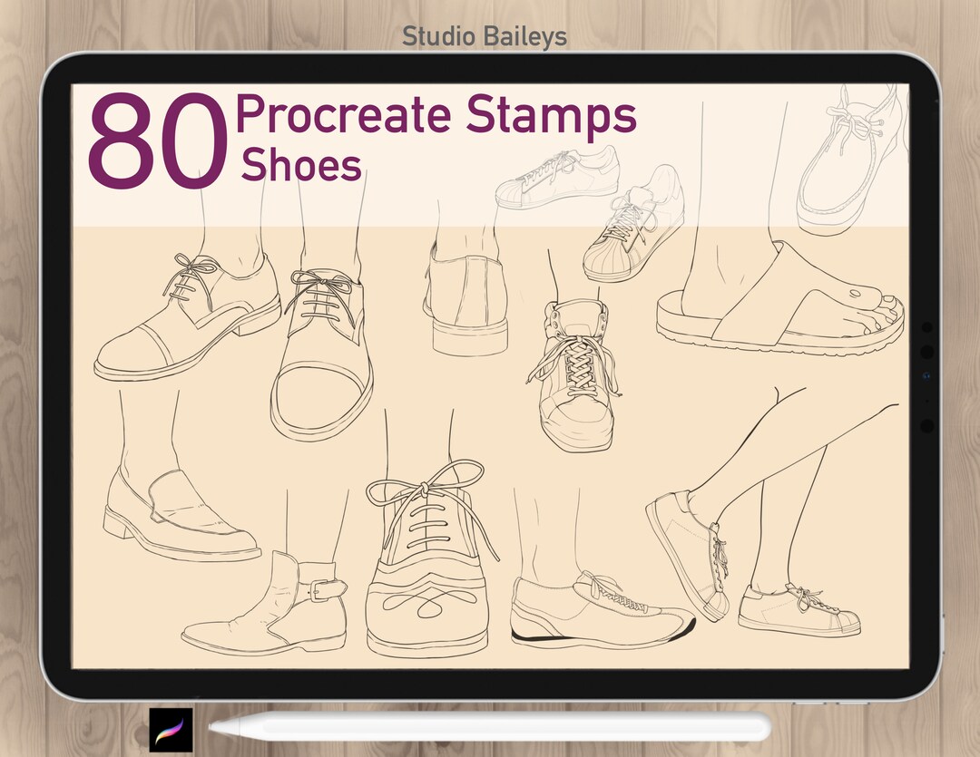 80 Procreate Shoes and Feet Poses Stamps Guide. Feet Figure Stamps ...