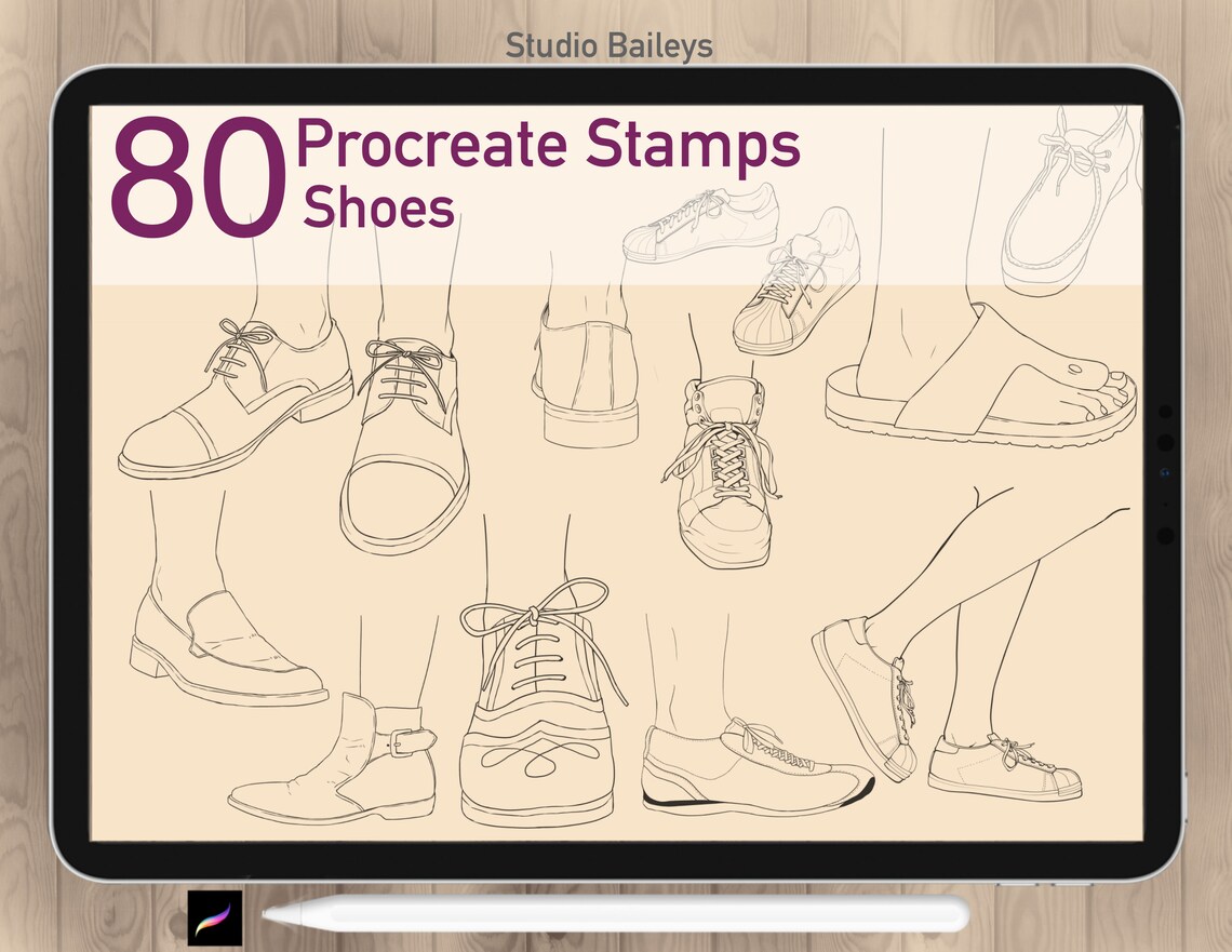 80 Procreate Shoes and Feet Poses Stamps Guide. Feet Figure Stamps ...