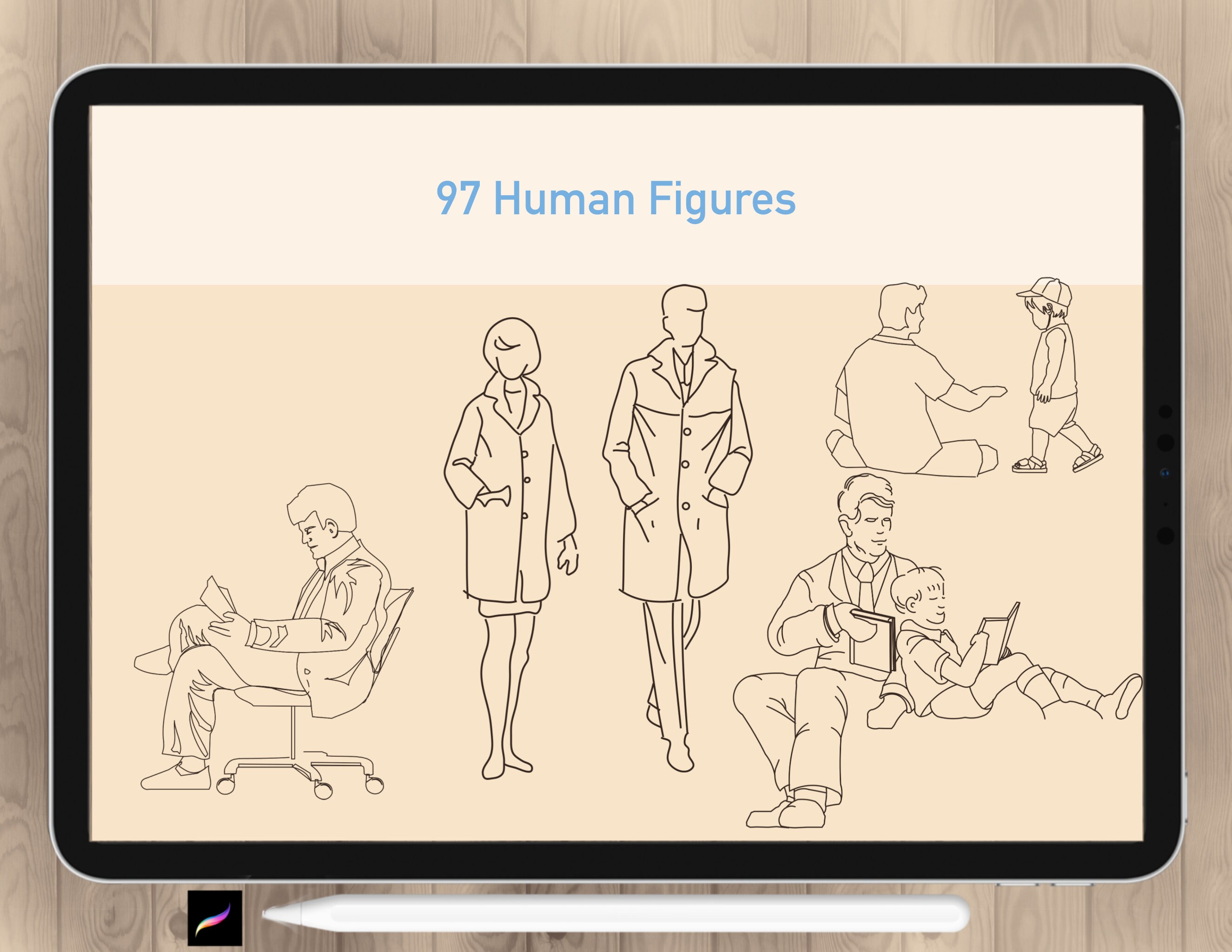 97 Procreate Human Figures Stamps Guide. Anime Line Draft Full - Etsy
