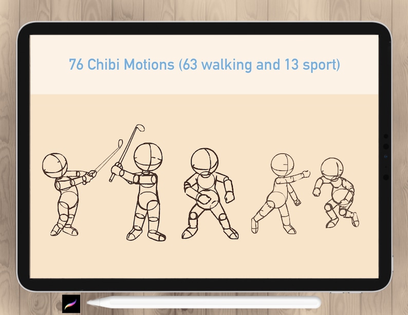 76 Chibi Figures Motion Procreate Chibi Walking and Sport | Etsy