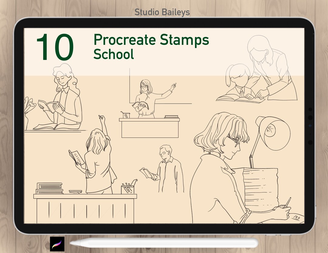 10 Procreate School Theme Stamps, Anime Humans Figure , Procreate ...
