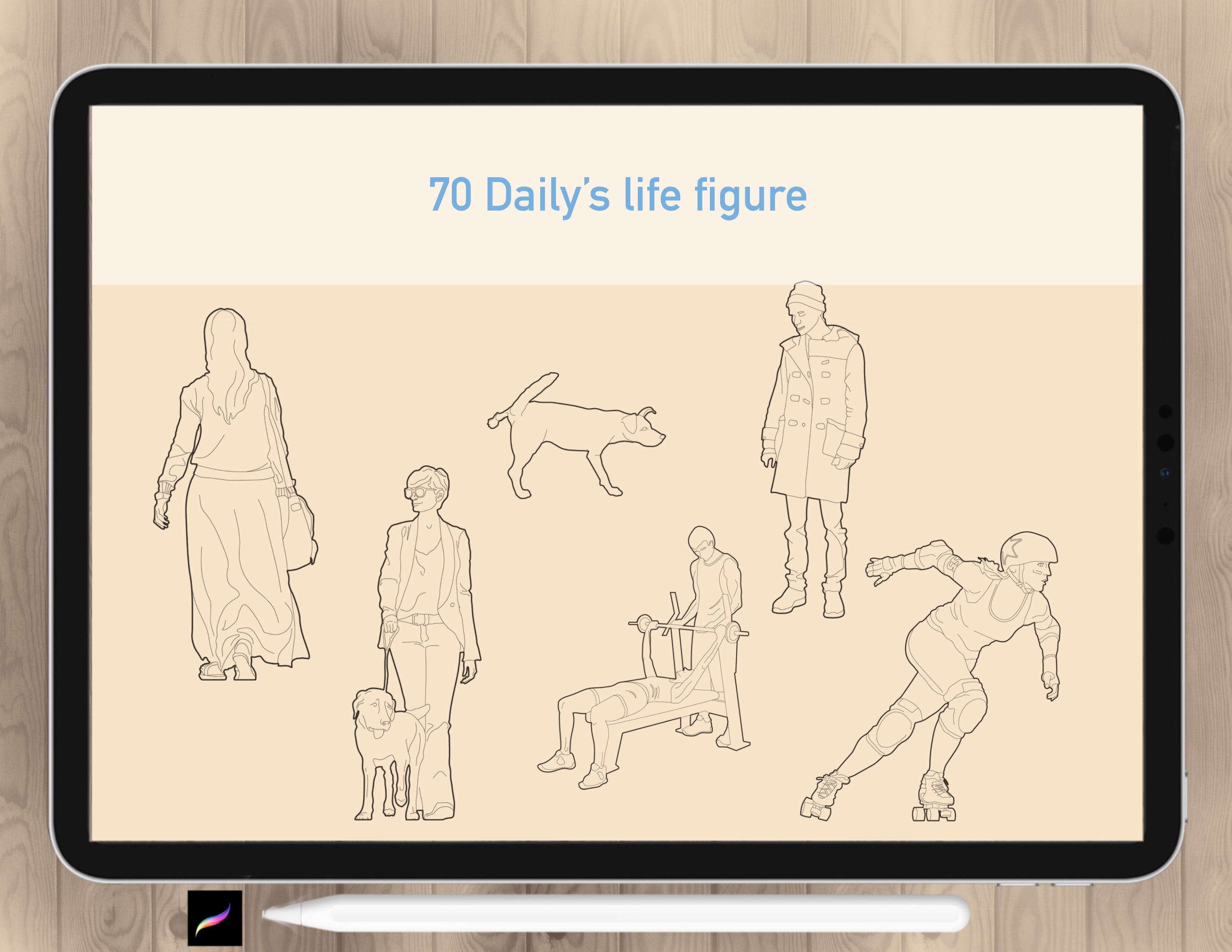 70 Procreate Action Pose Stamps Guide. Anime Line Draft Full | Etsy