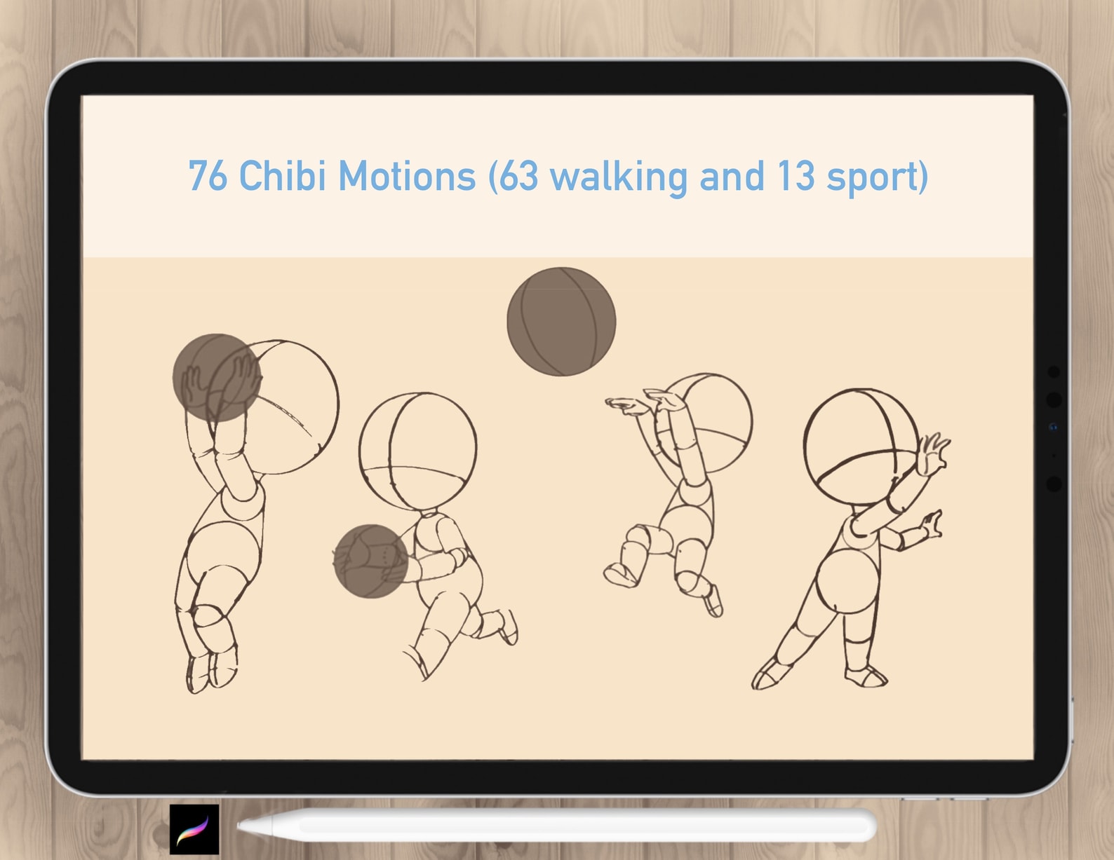 76 Chibi Figures Motion Procreate Chibi Walking and Sport | Etsy