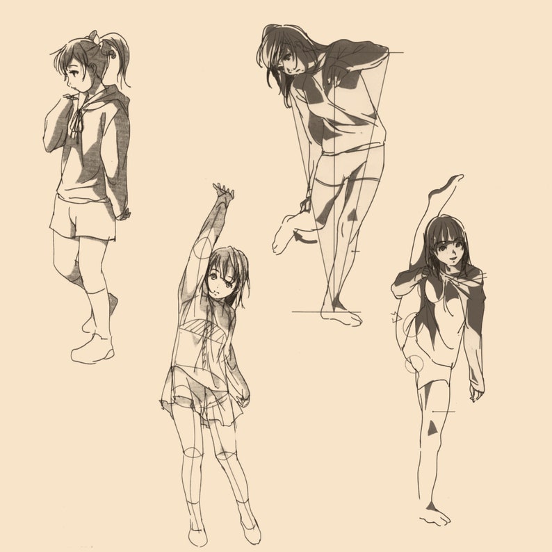 30 Procreate Girls Poses Stamps. Anime Fashion Figure Stamps. - Etsy