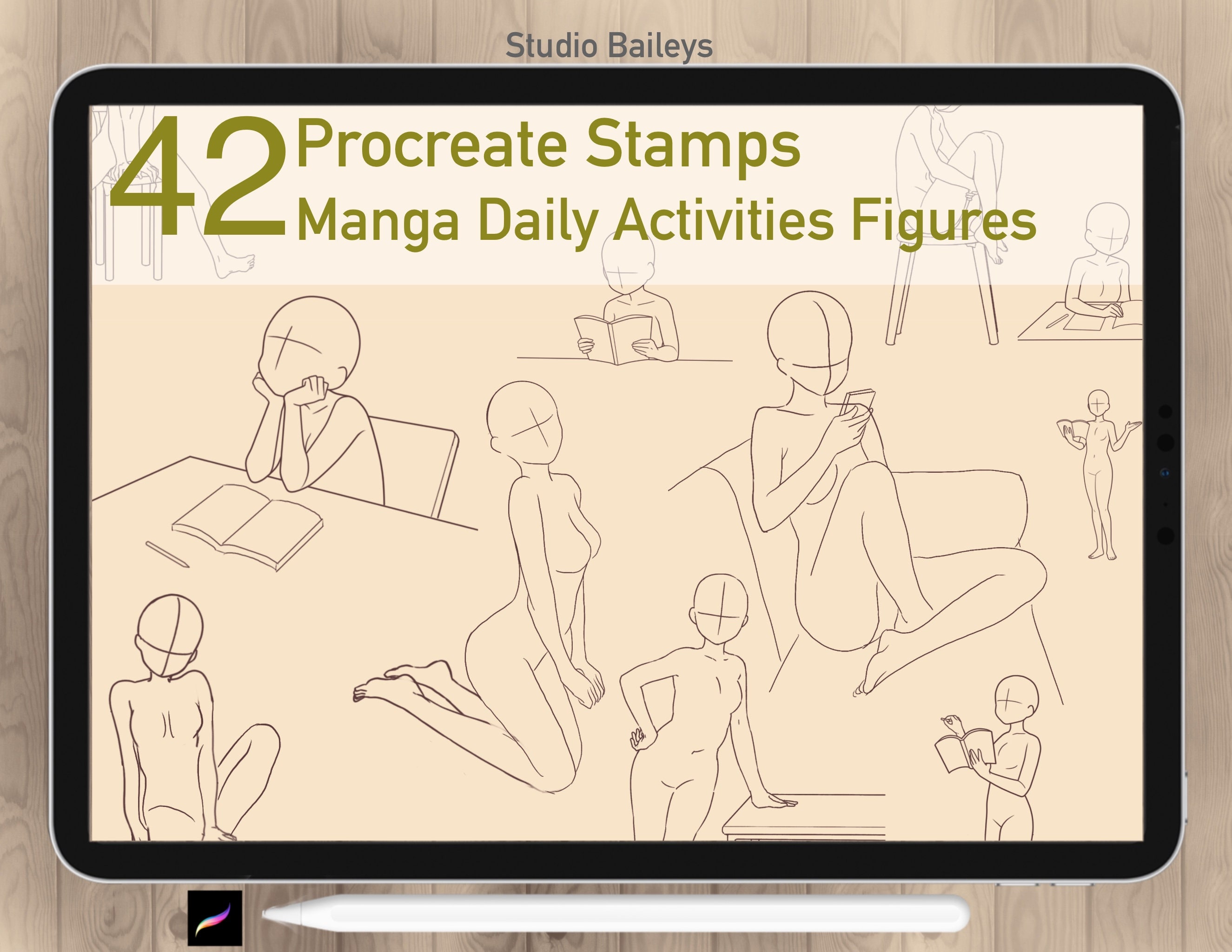 42 Procreate Manga Figues Stamps Anime Girl Figure Comic - Etsy Canada