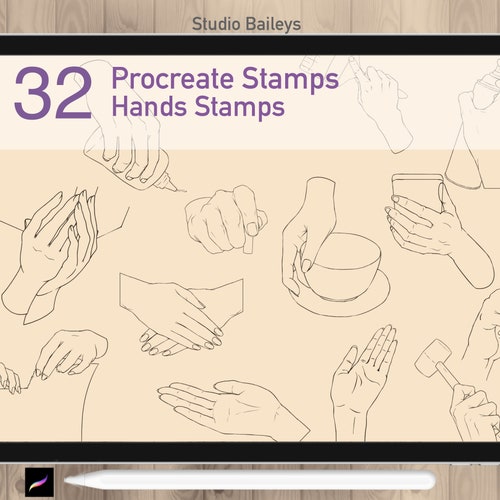 132 Procreate Hands Pose Stamps Guide. Hands Figure Stamps - Etsy