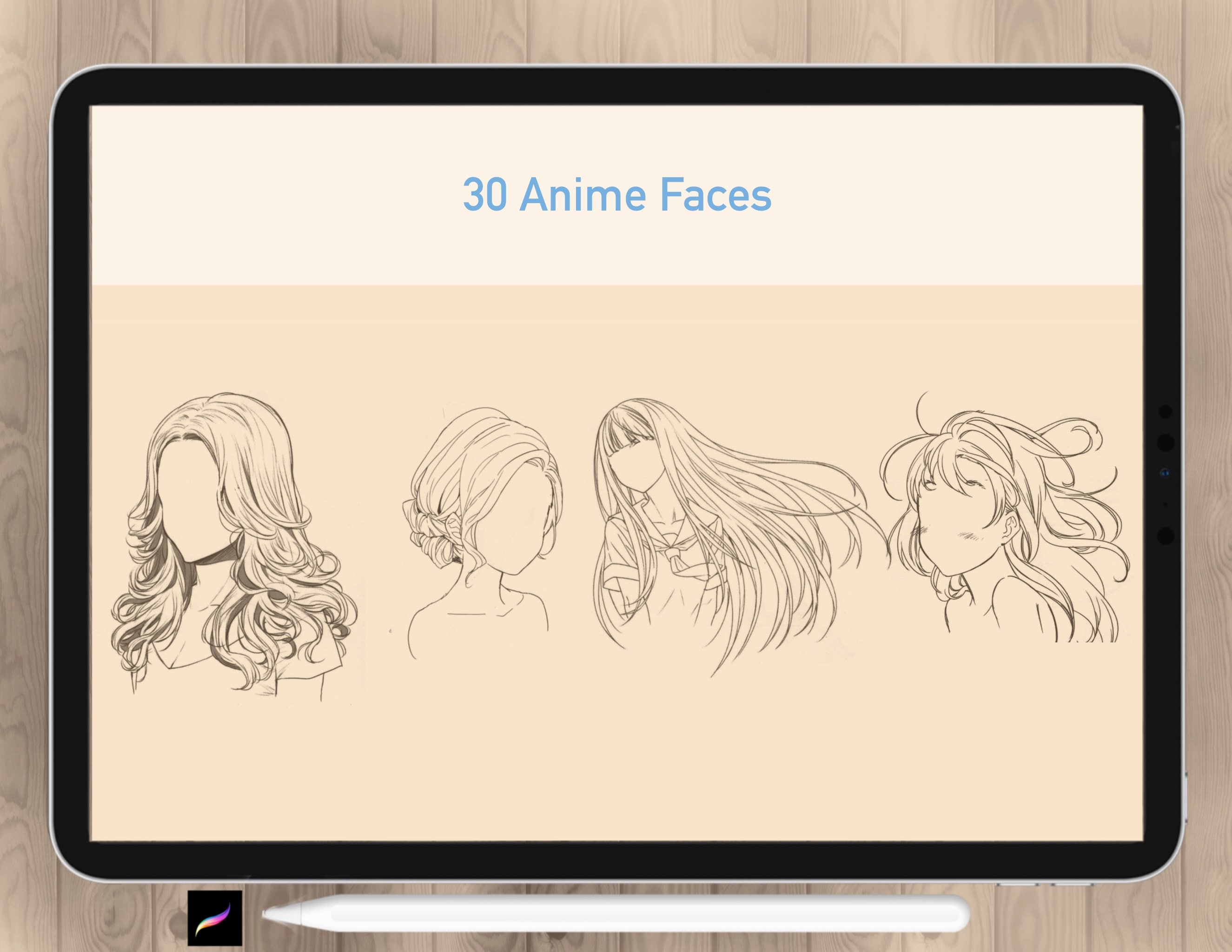 56 Procreate Manga Hairstyles Stamps. Anime Girl Hairstyle - Etsy