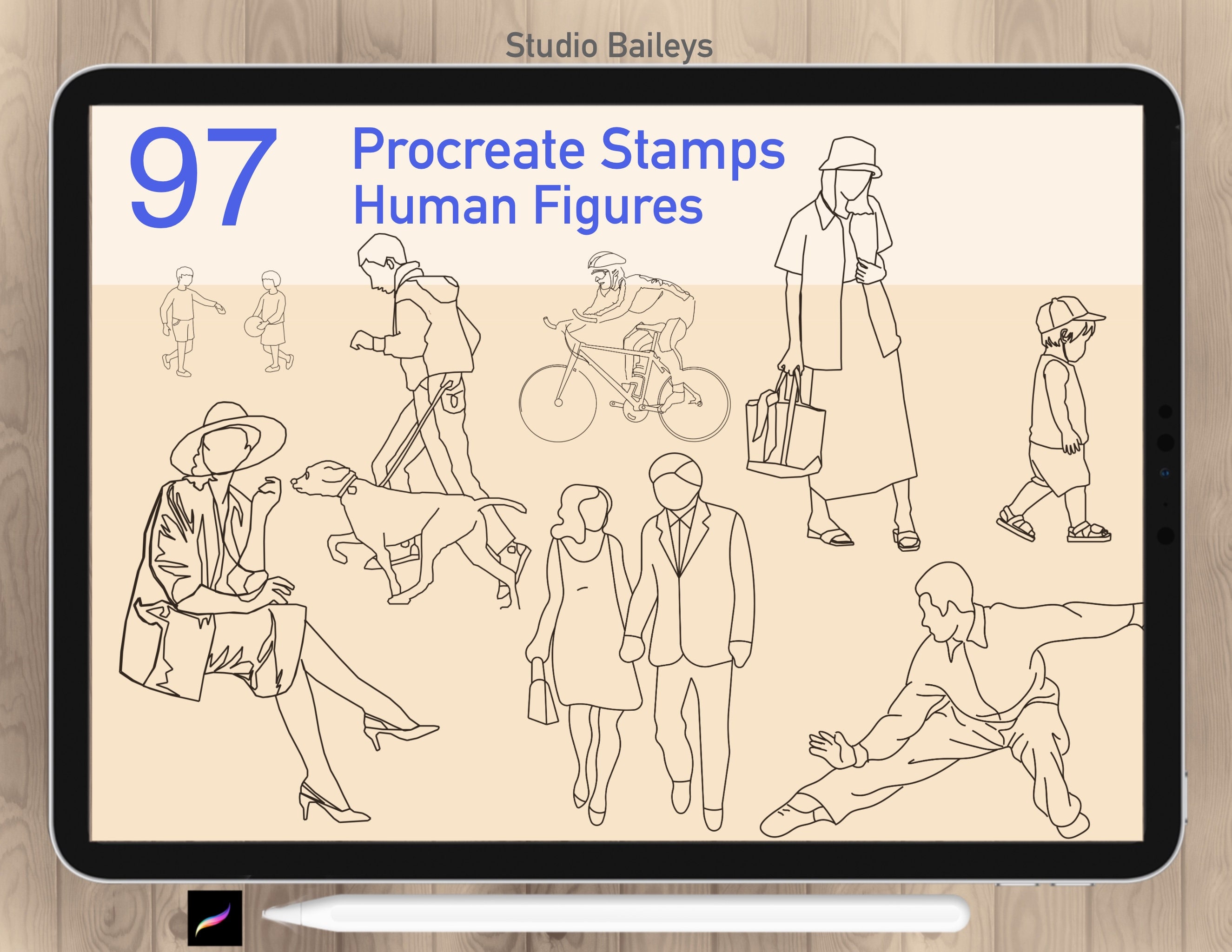 97 Procreate Human Figures Stamps Guide. Anime Line Draft Full - Etsy