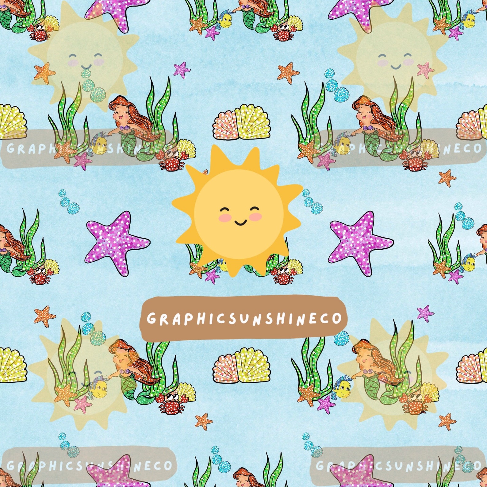 Under the Sea Seamless Pattern, Mermaid Digital Art, Commercial Use ...