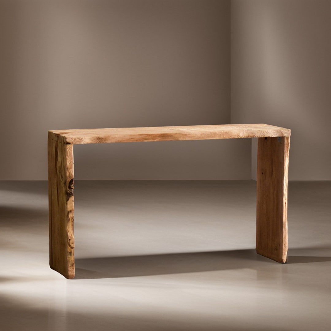 Rustic Solid Wood Floating Console Table Farmhouse Live Edge Design ...
