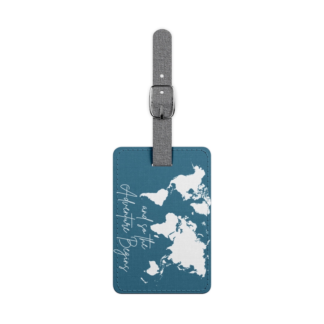 And so the Adventure Begins Luggage Tag, World Map, Travel Themed Tag ...