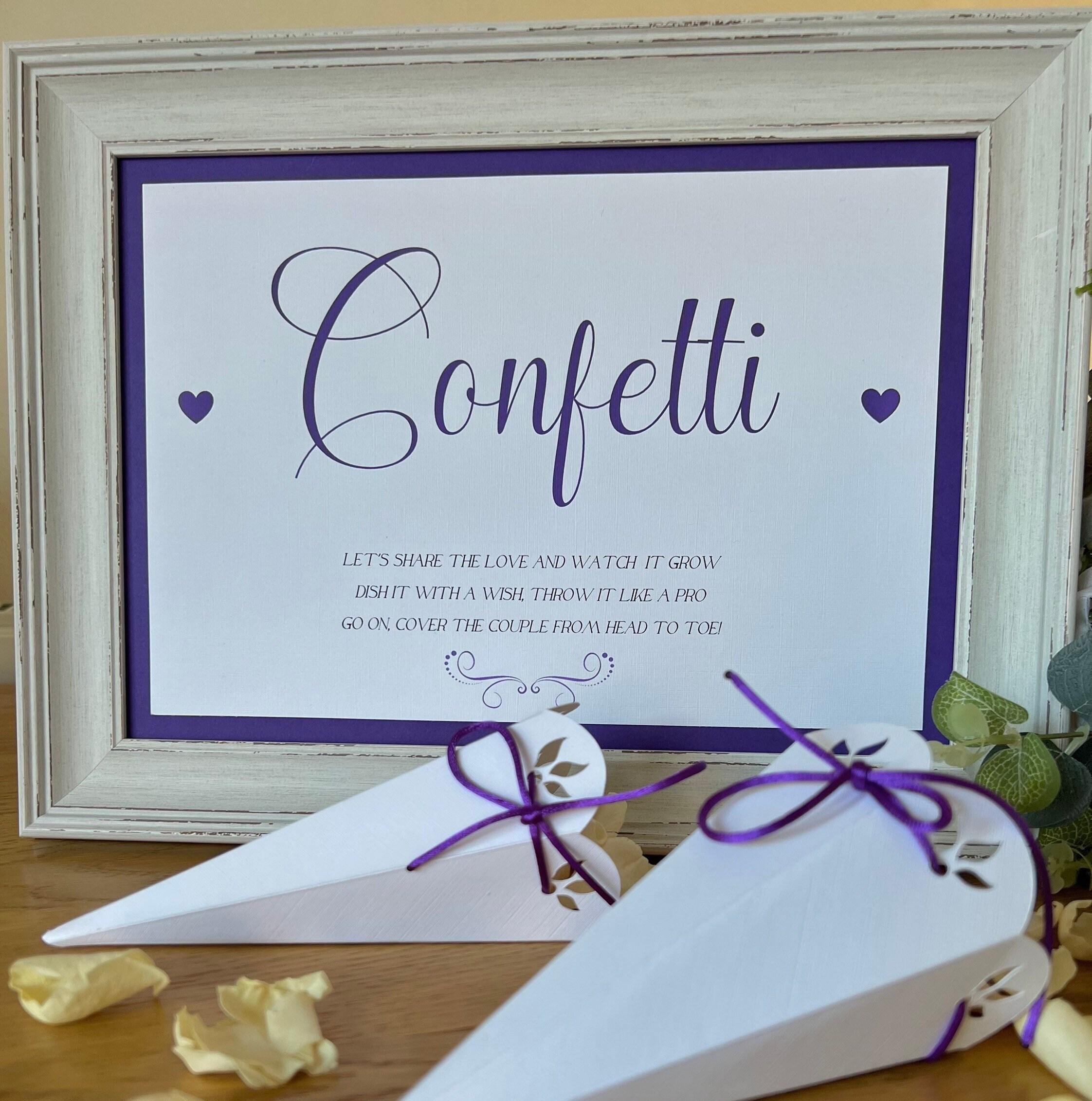Confetti Sign, Confetti Poem, Wedding Decor, Rose Petal Sign, Send off ...