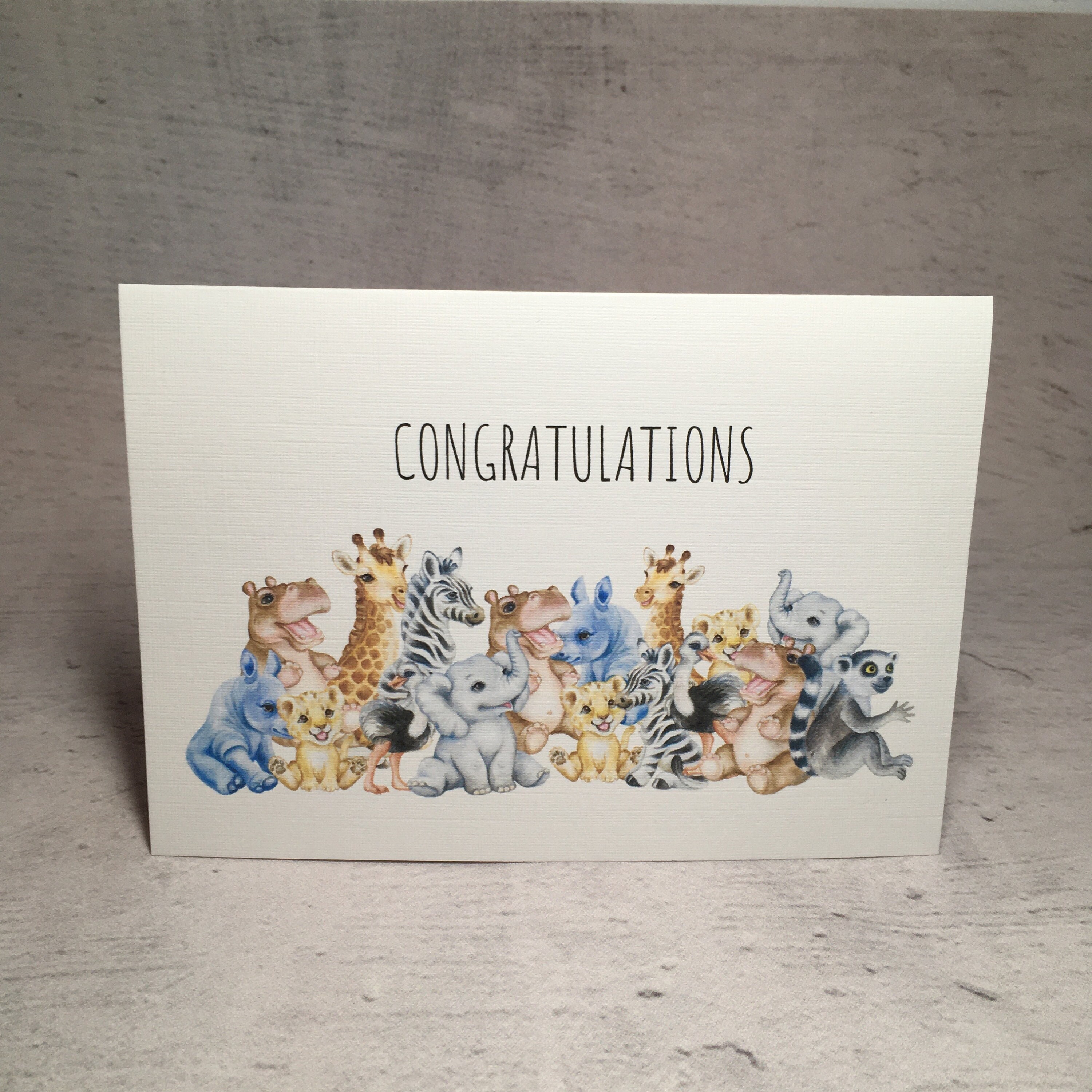 Congratulations Card Baby Animal Theme | Etsy