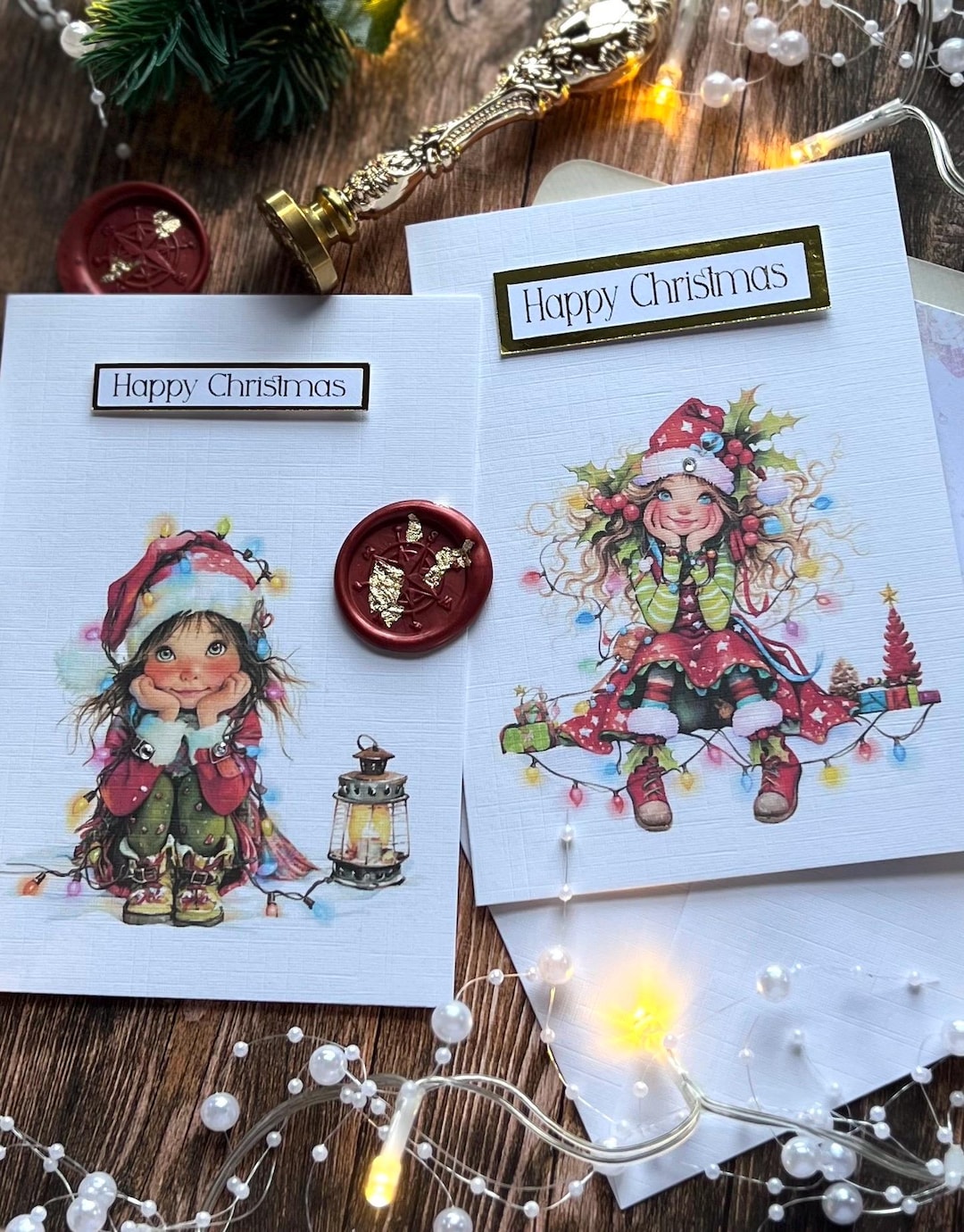 Whimsical Santa's Helper Luxury Christmas Cards: A6 Cards With Wax ...
