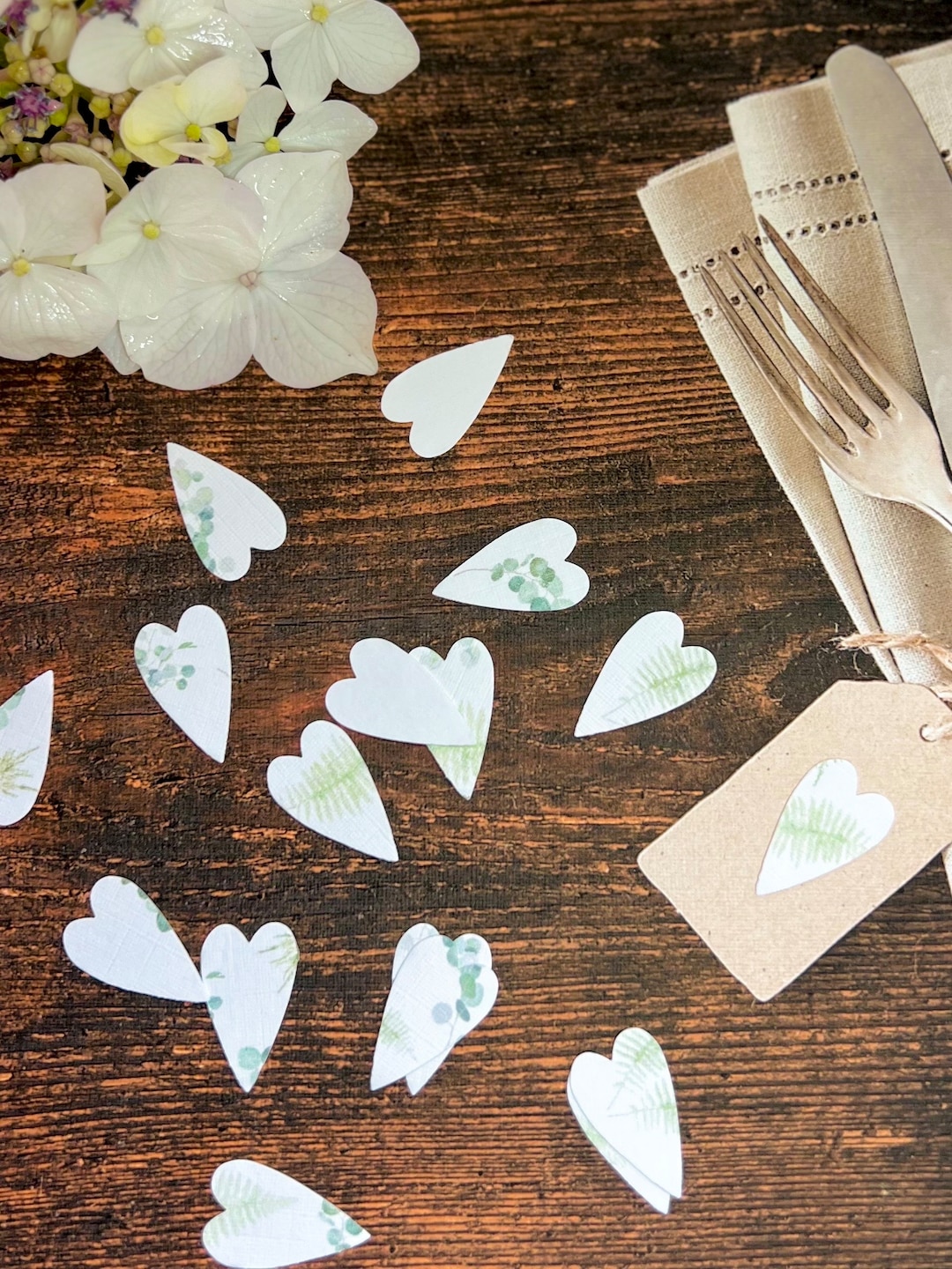 Printed Foliage Heart Shaped Table Confetti for Your Wedding Table or ...