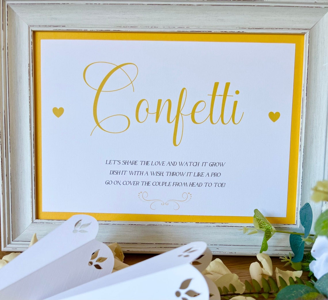 Confetti Sign Confetti Poem Wedding Decor Rose Petal Sign - Etsy UK