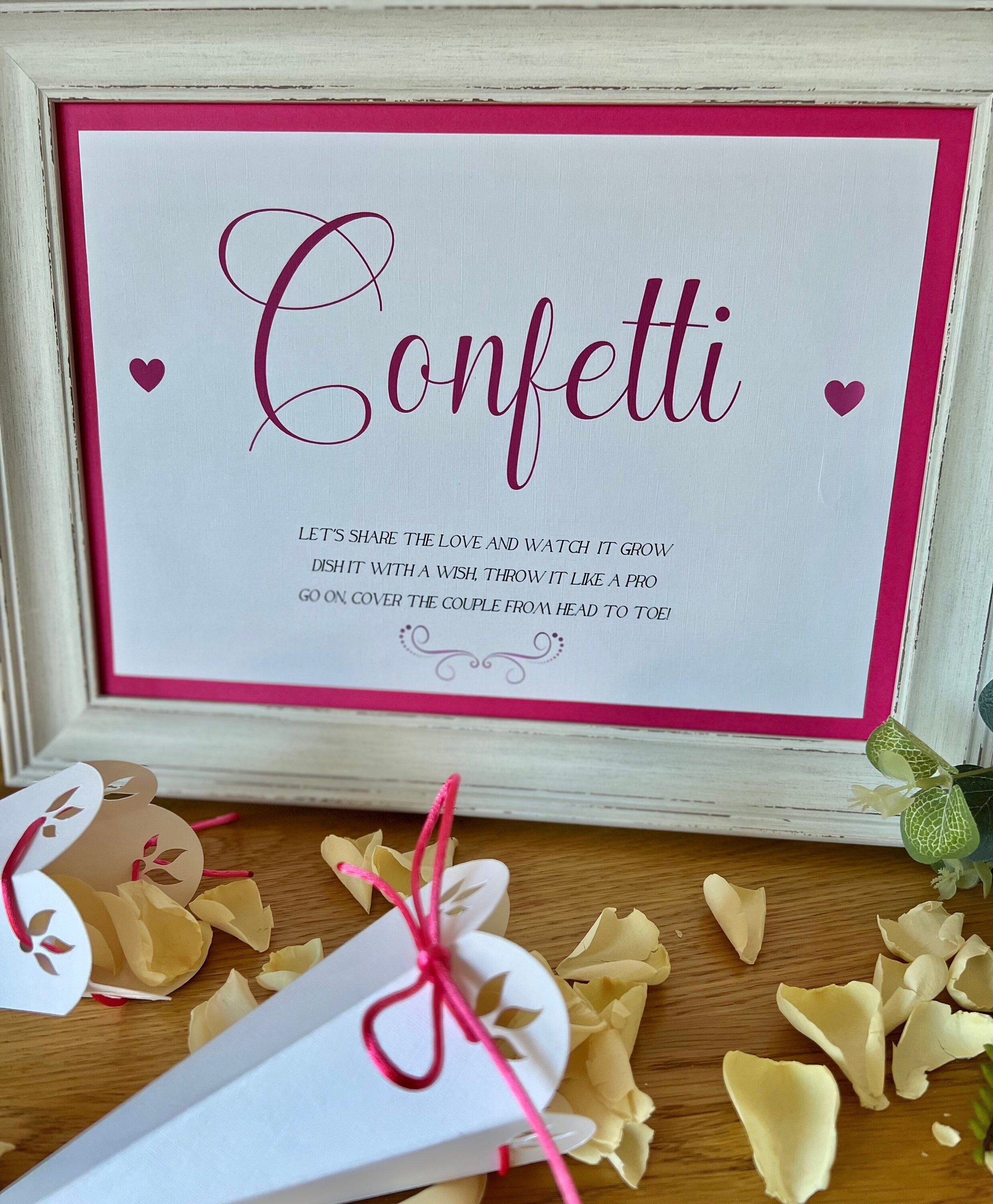 Confetti Sign, Confetti Poem, Wedding Decor, Rose Petal Sign, Send off ...