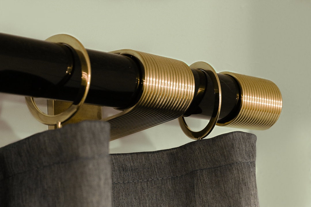 1.5" Diameter Custom Curtain Rod Modern Polished Brass - Etsy