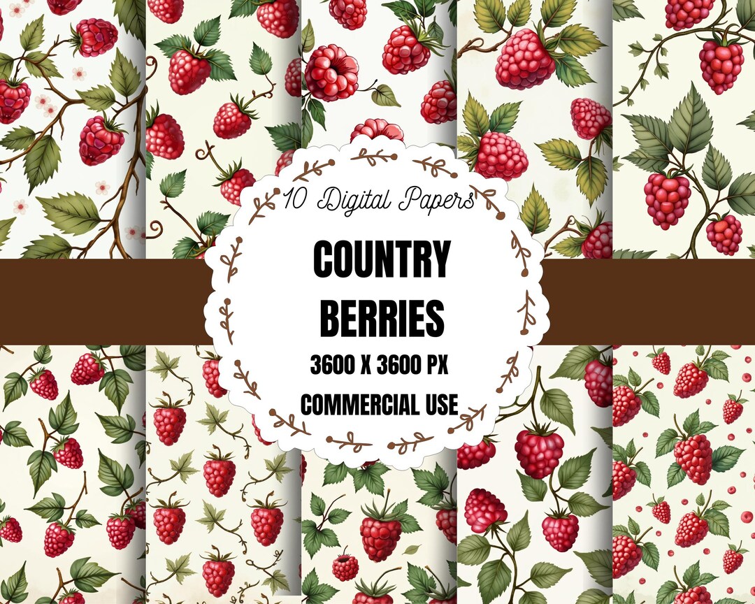 Summer Berry Design, Cute Raspberry Pattern, Raspberry Craft Sheet ...