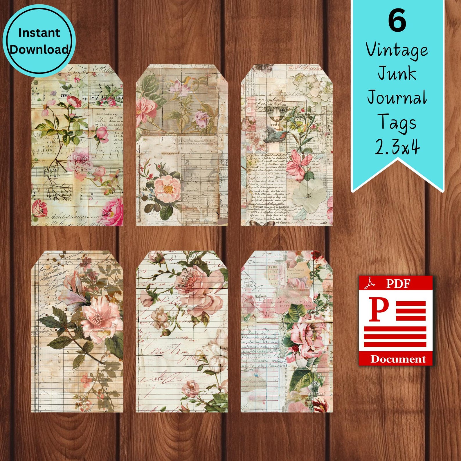 Floral Ledger Tags, Floral Spring Labels, Spring Paper Tags, Summer ...