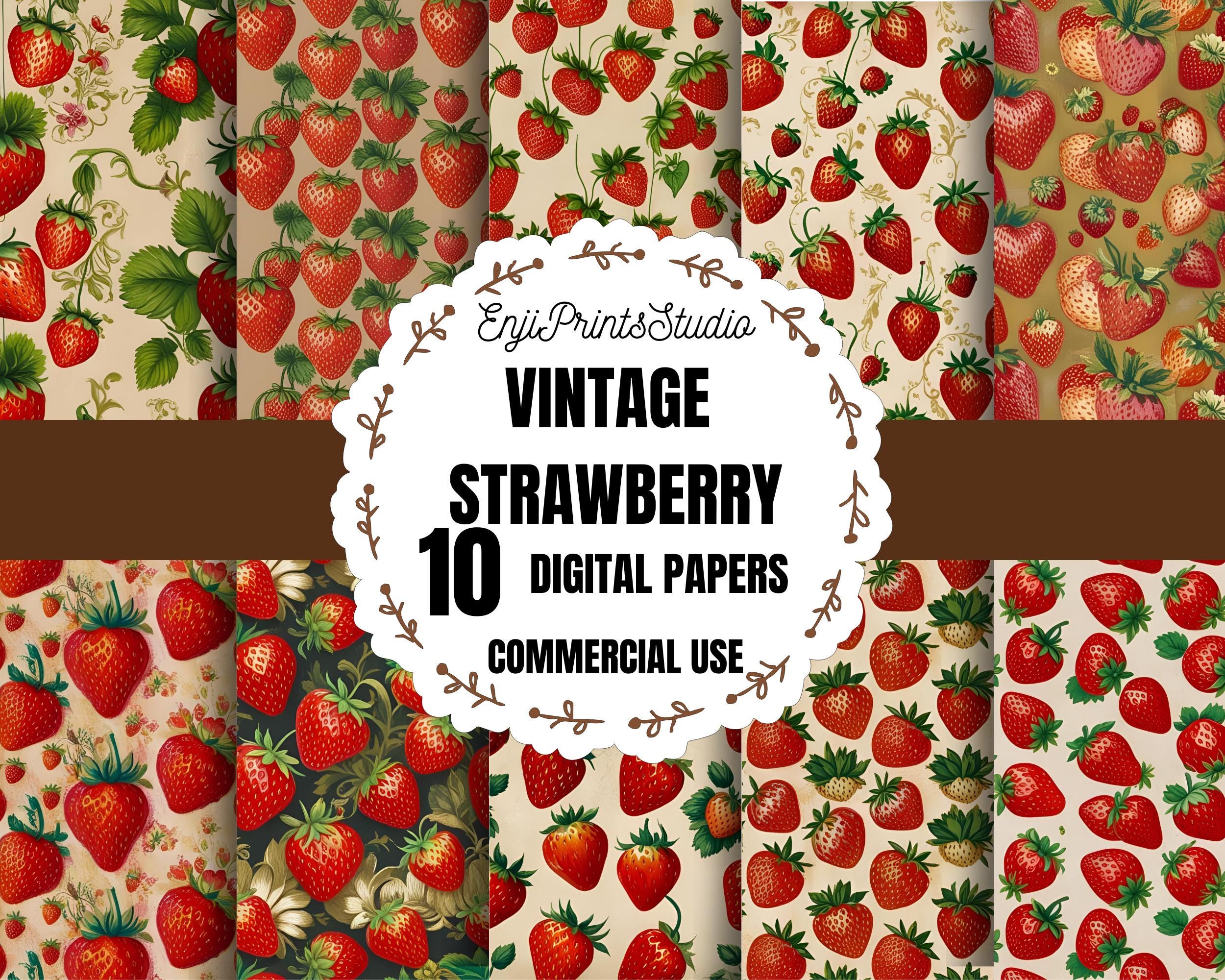 Strawberry Digital Paper, Strawberry Paper Pack, Strawberry Pattern ...