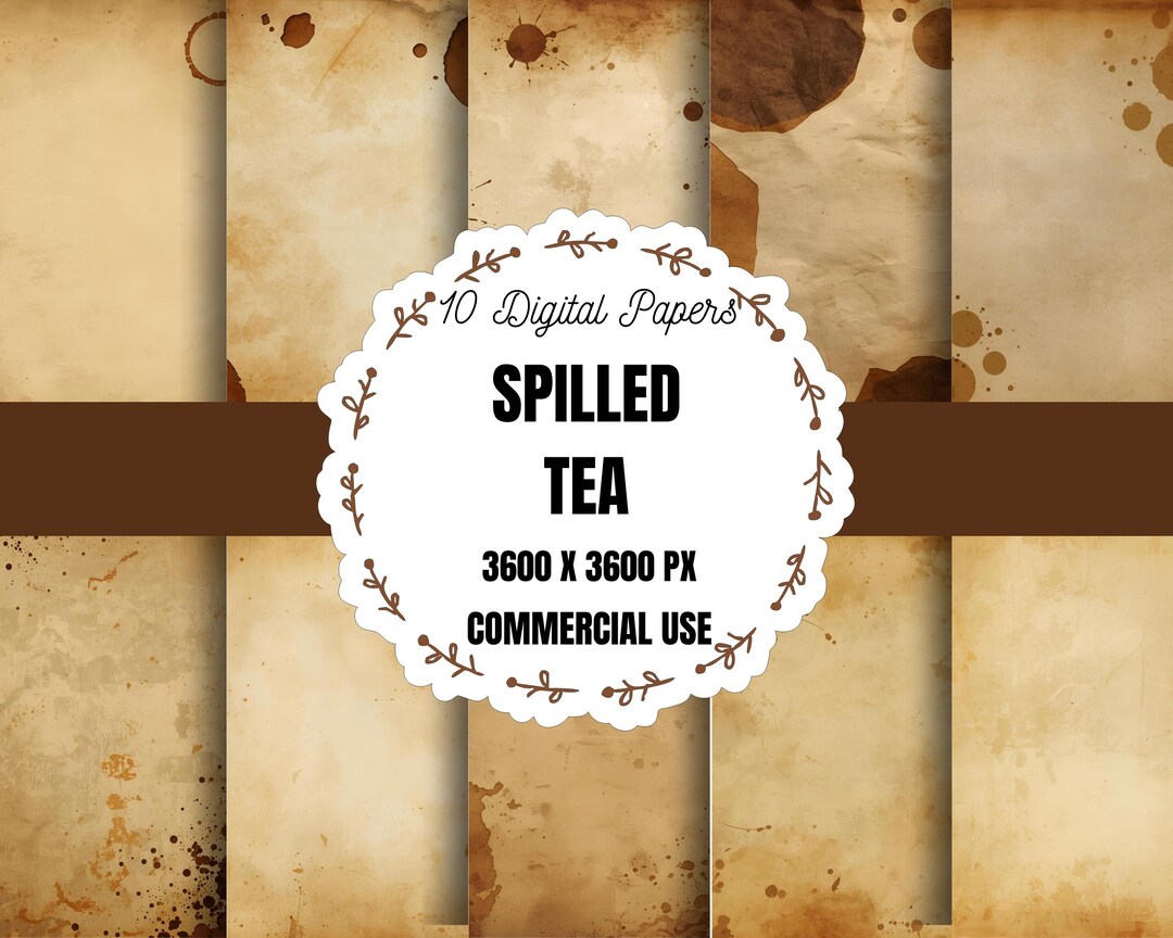 Tea Stained Digital Paper, Vintage Tea Stained Backgrounds, Antique Tea ...