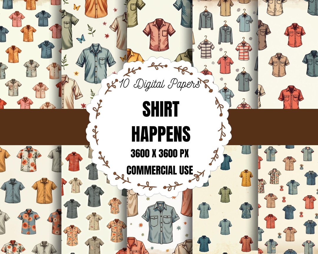 Shirt Pattern Pack, Shirt Scrapbook Pages, Clothing Journal Pages ...
