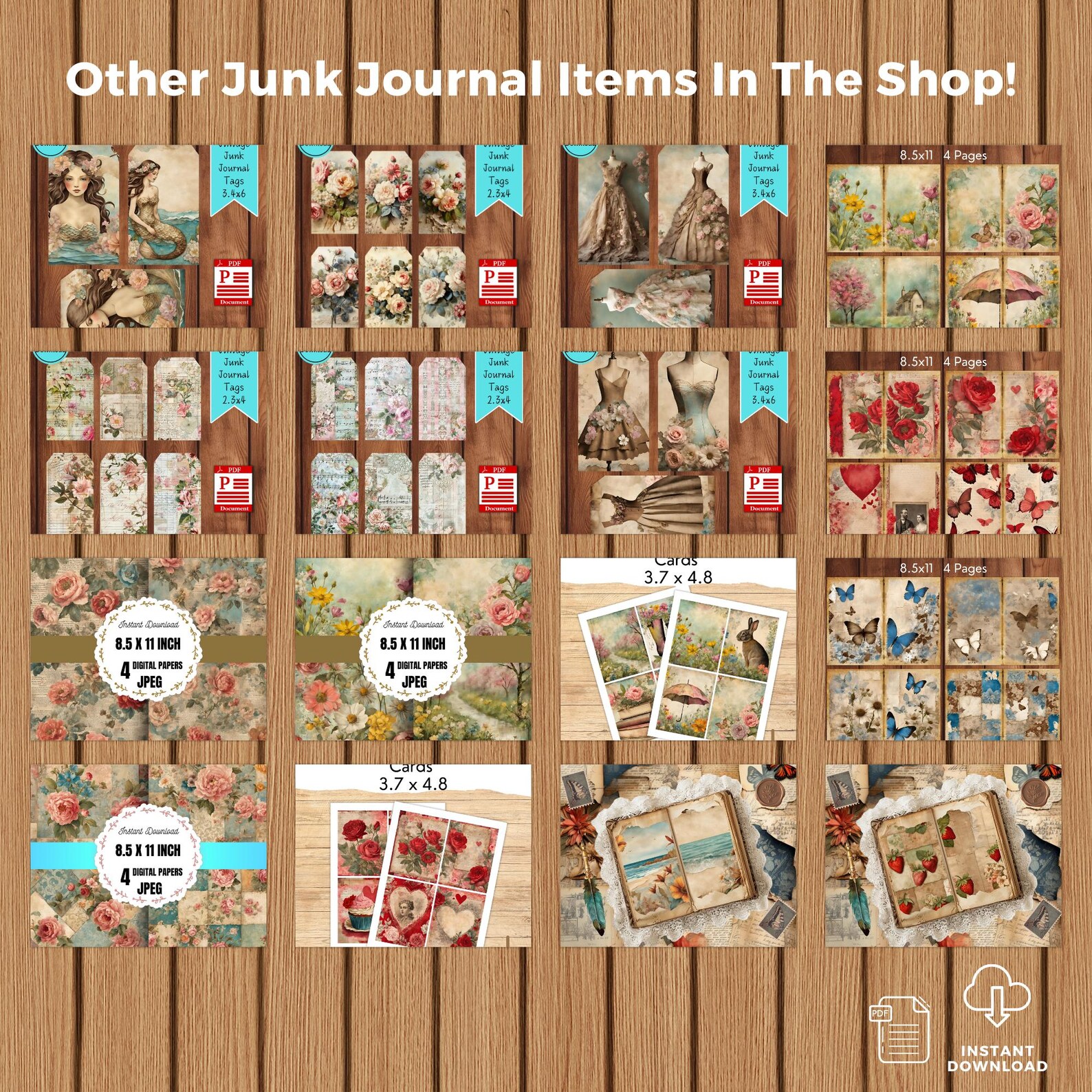 Faded Garden Junk Journal Pages, Vintage Garden Junk Journal, Faded ...