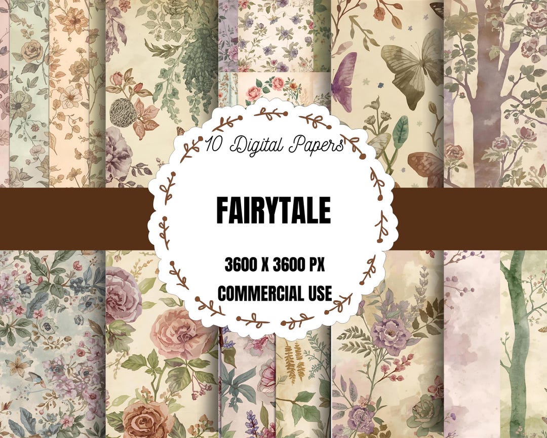 Fairytale Digital Paper, Fairy Tale Scrapbook Paper, Enchanted Forest ...